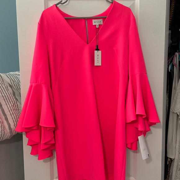 Milly | Dresses | Milly Bright Pink Dress | Poshmark